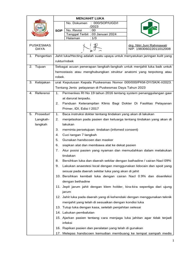 3. SOP JAHIT LUKA edit | PDF