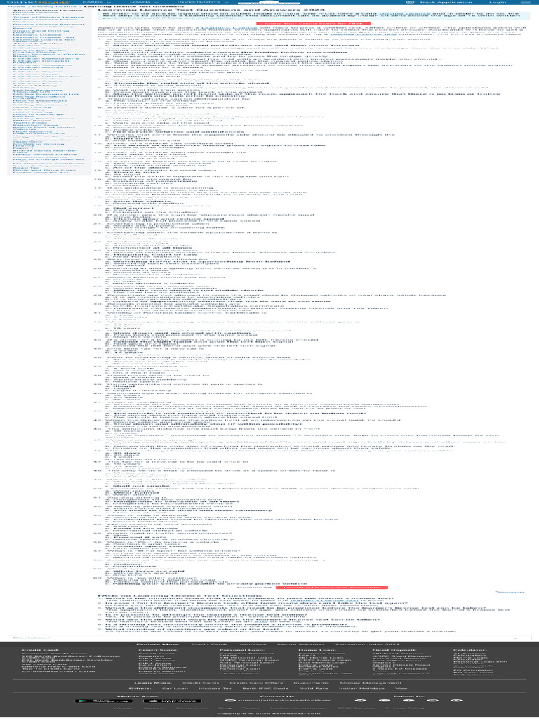 Learning Licence Test Questions and Answers 2024 | PDF | Driver's ...