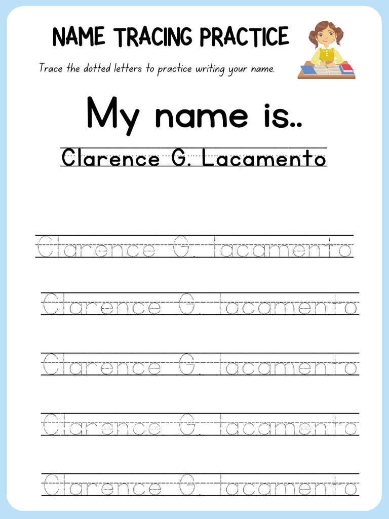 Name Tracing Practice Worksheet | PDF