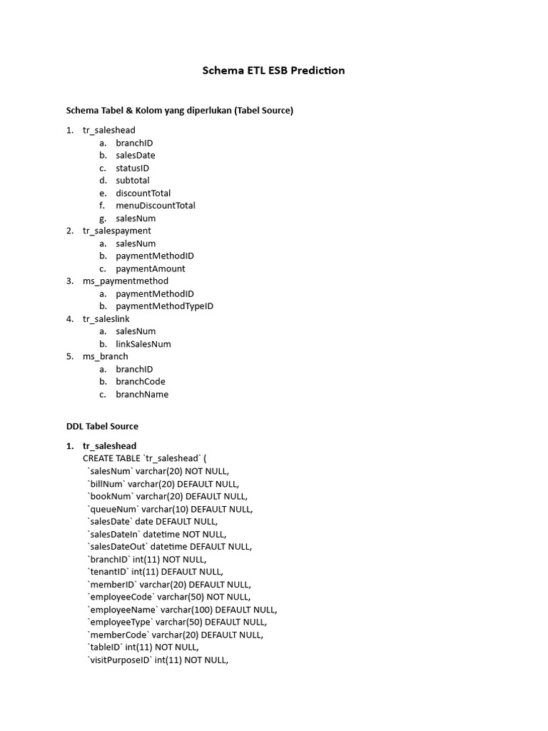 Schema ETL ESB Prediction | PDF | Computer Data | Notation
