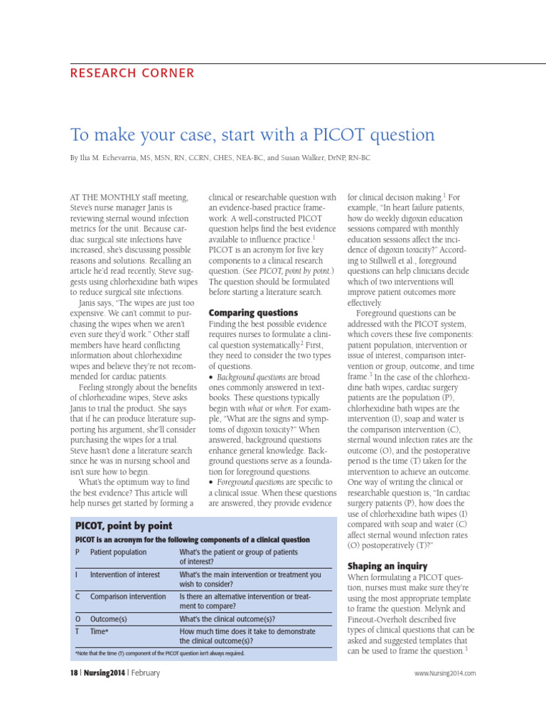 To Make Your Case Start With A PICOT Question | PDF | Medical Diagnosis ...