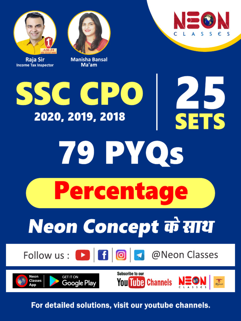6. Percentage SSC CPO 2020,2019,2018 Complete PYQs | PDF