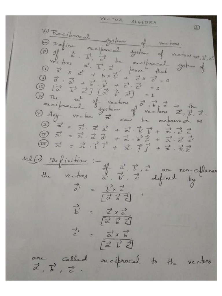 Reciprocal of Vectors, Paper 4 | PDF