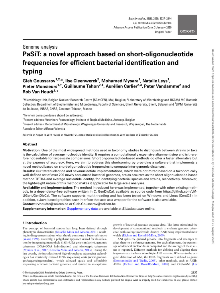 2020-PaSiT - A Novel Approach Based On Short-Oligonucleotide Frequencies For Efficient Bacterial ...