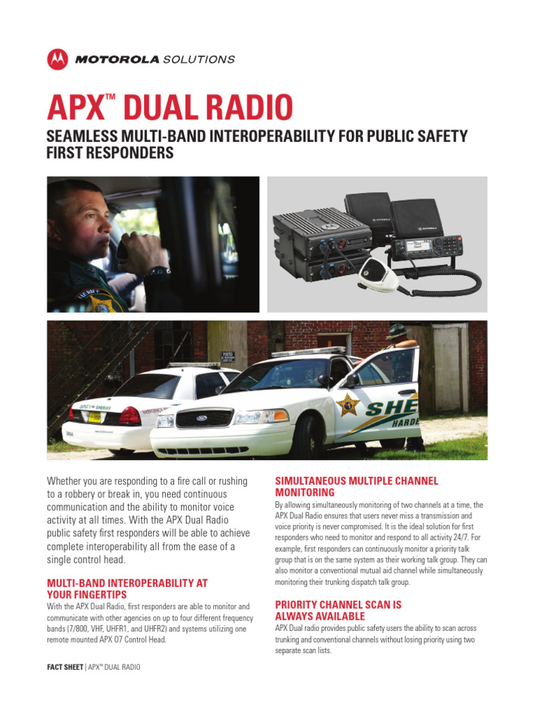 APX Dual Radio Specifications Sheet | PDF | Radio | Telecommunications