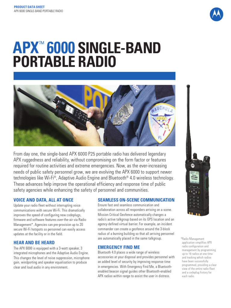 Apx 6000 Product Data Sheet | PDF | Wi Fi | Radio