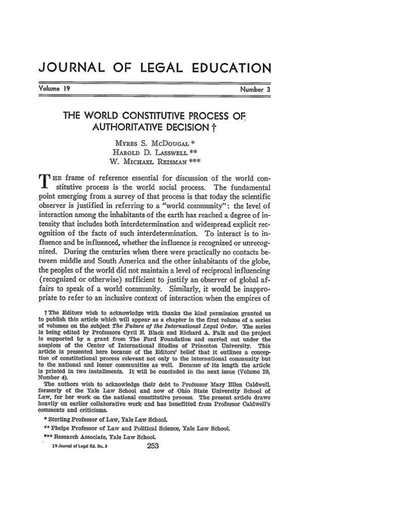 The World Constitutive Process of Authoritative Decision | PDF