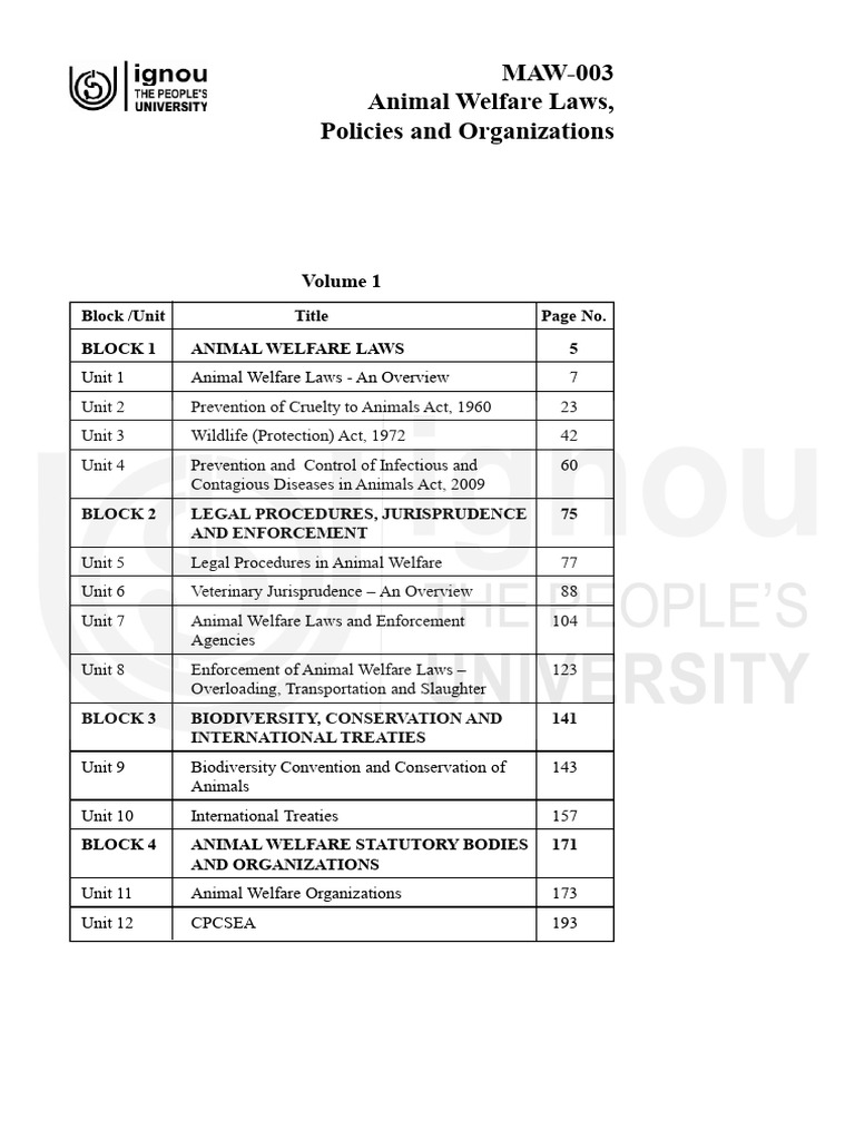 Animal Welfare Laws and Policies Overview | PDF | Animal Welfare ...
