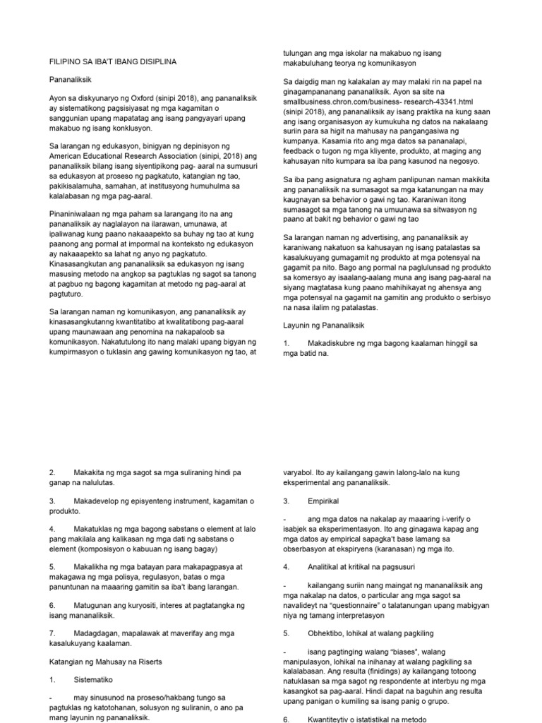 Filipino Sa Iba't Ibang Disiplina | PDF