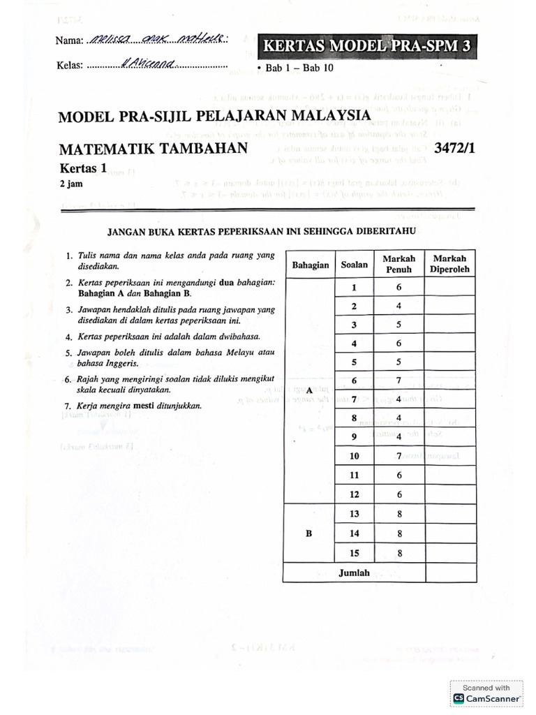 Kertas Soalan Model Pra SPM 3 Paper 1 | PDF