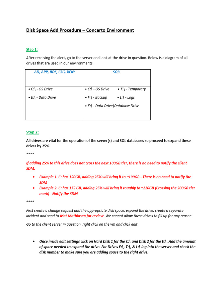 Disk Space Expansion Guide for Concerto | PDF | Data | Operating System ...