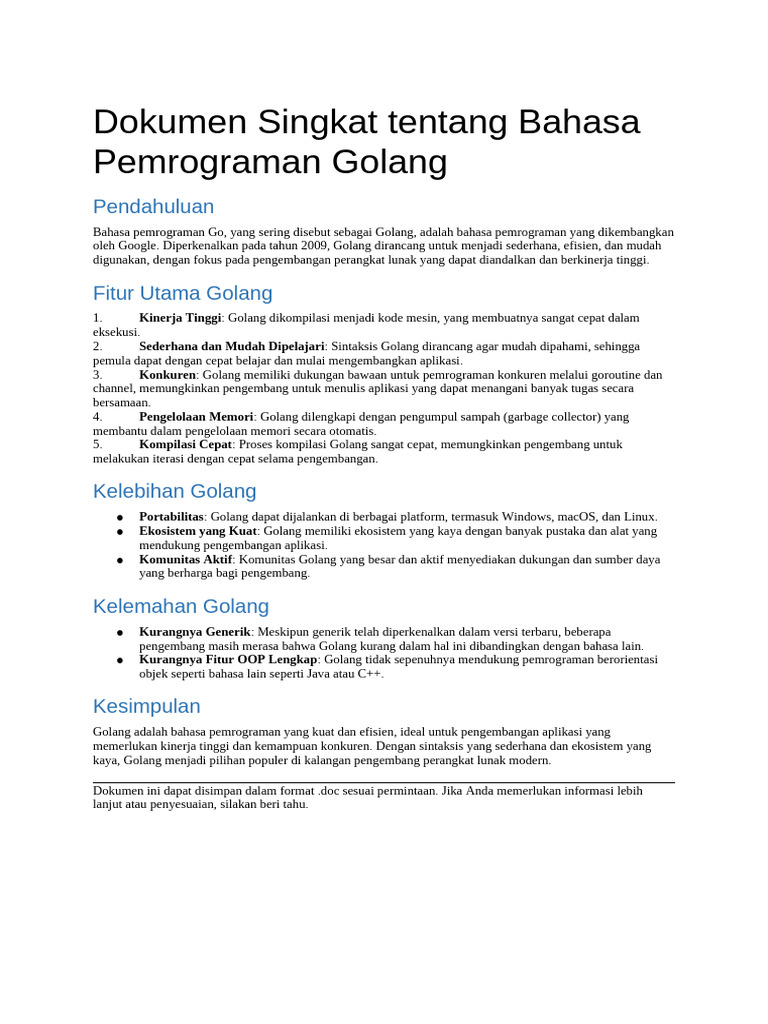 Bahasa Pemrograman Golang | PDF