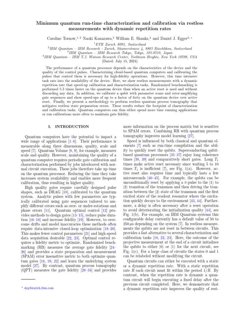 Minimum Quantum Run-Time Characterization and Calibration Via Restless Measurements With Dynamic ...