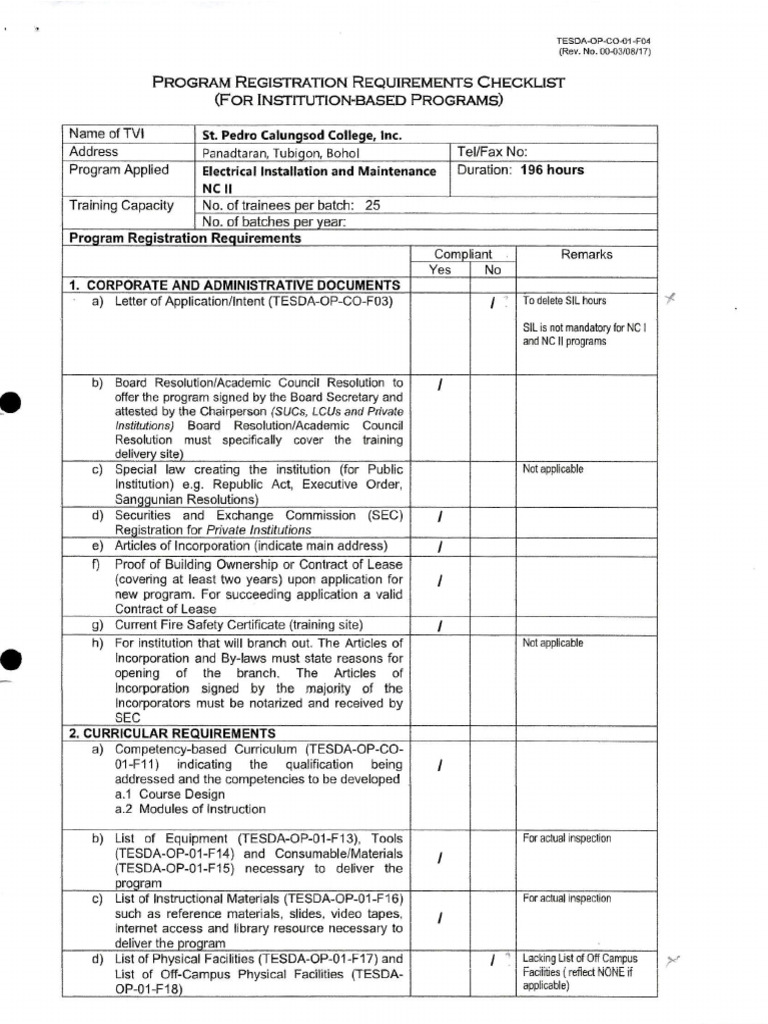 Requirements-Checklist 0001 | PDF