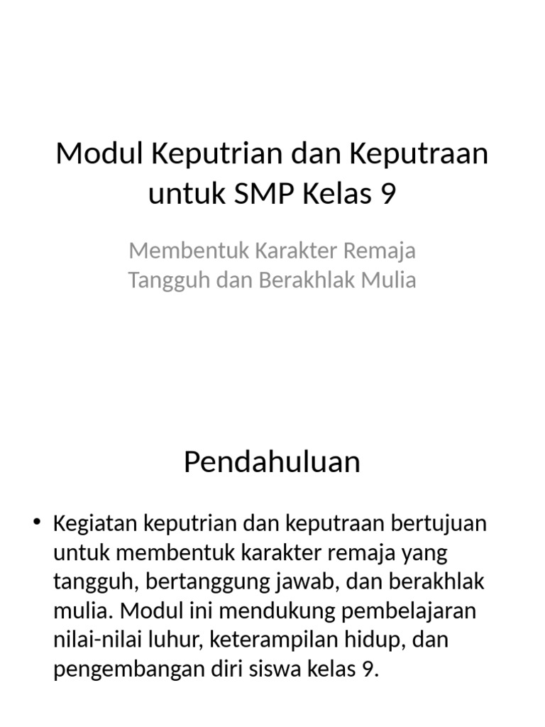 Modul Keputrian Keputraan SMP Kelas 9 | PDF