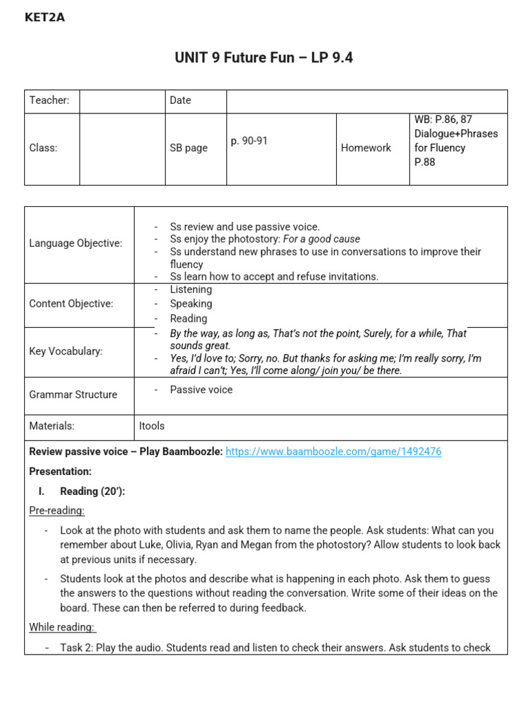 [KET2A] 9.4 LP | PDF | Fluency | Human Communication