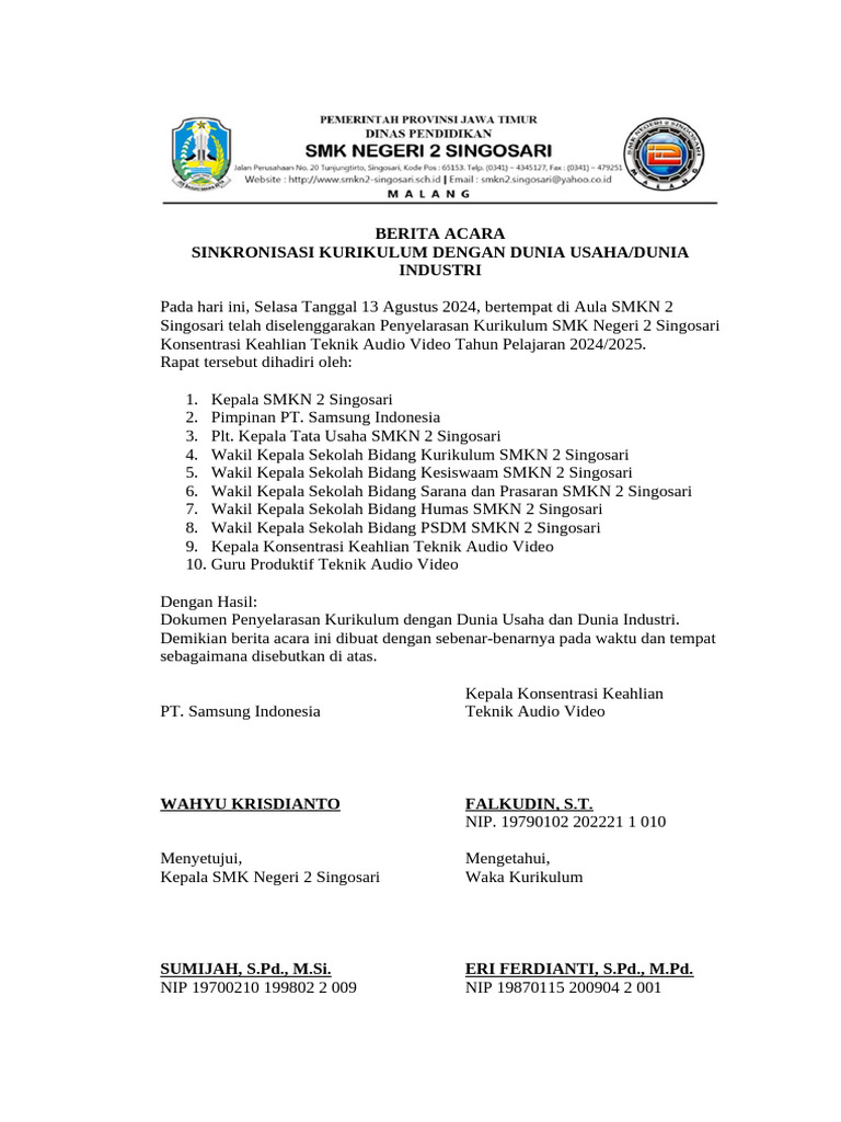 Sinkronisasi Kurikulum SMK | PDF