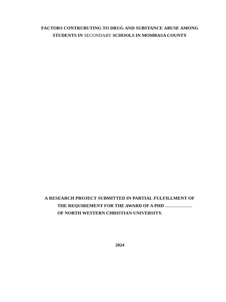 Apostle Final Thesis (AutoRecovered) | PDF | Substance Abuse | Adolescence