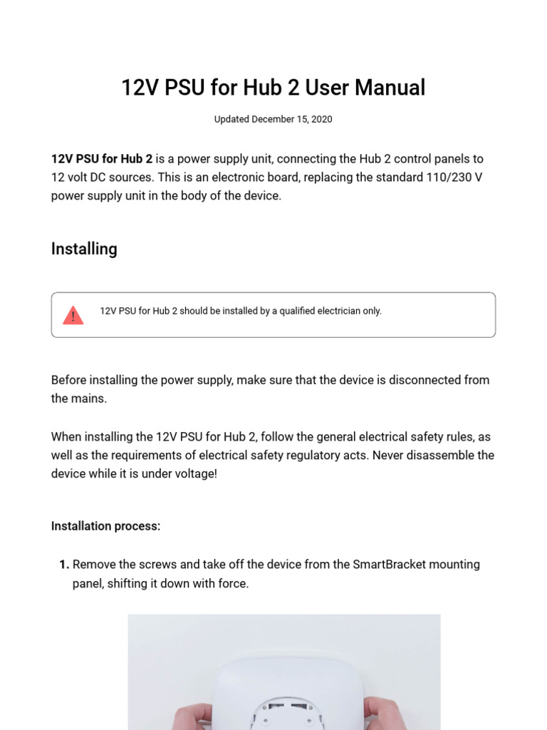 12V PSU For Hub 2 User Manual Ajax Systems Support | PDF | Power Supply ...