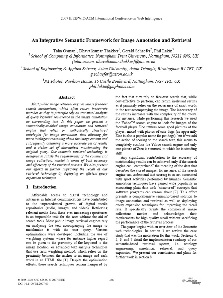 SE-An Integrative Semantic Framework For Image Annotation and Retrieval | PDF | Information ...