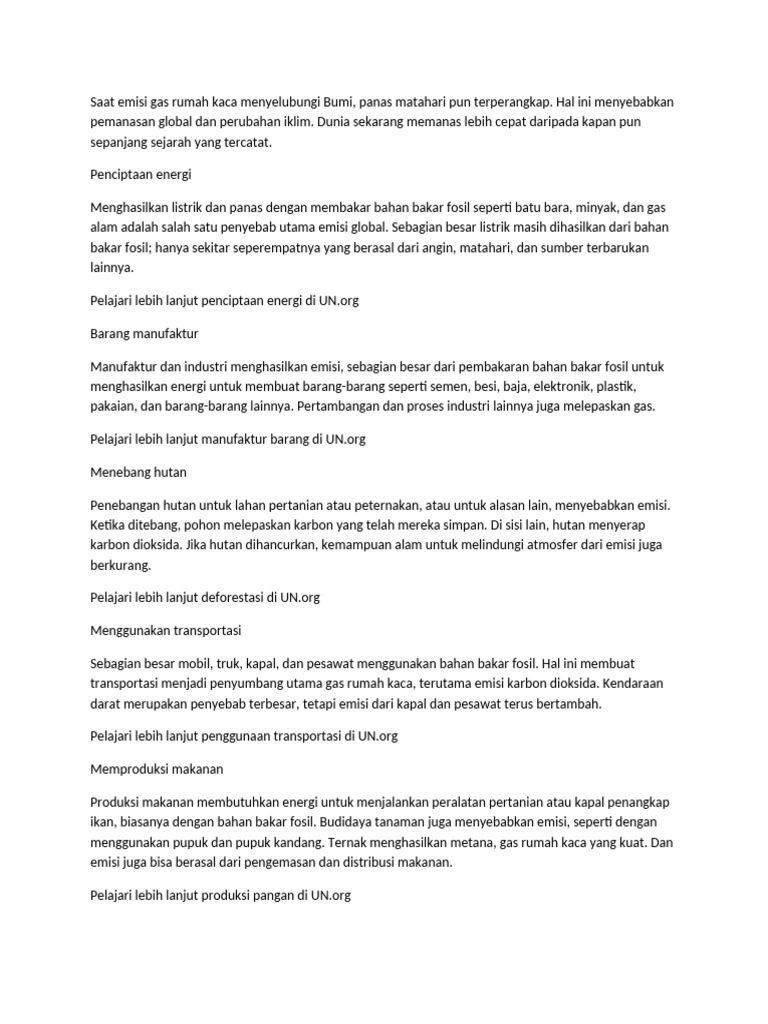 Penyebab Pemanasan Global Dan Efek Perubahan Iklim Pdf