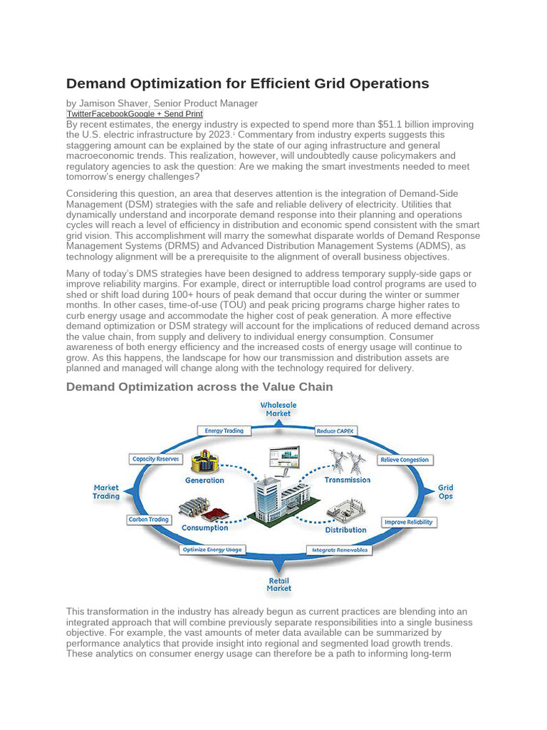Demand Optimization For Efficient Grid Operations | PDF | Electrical Grid | Economies