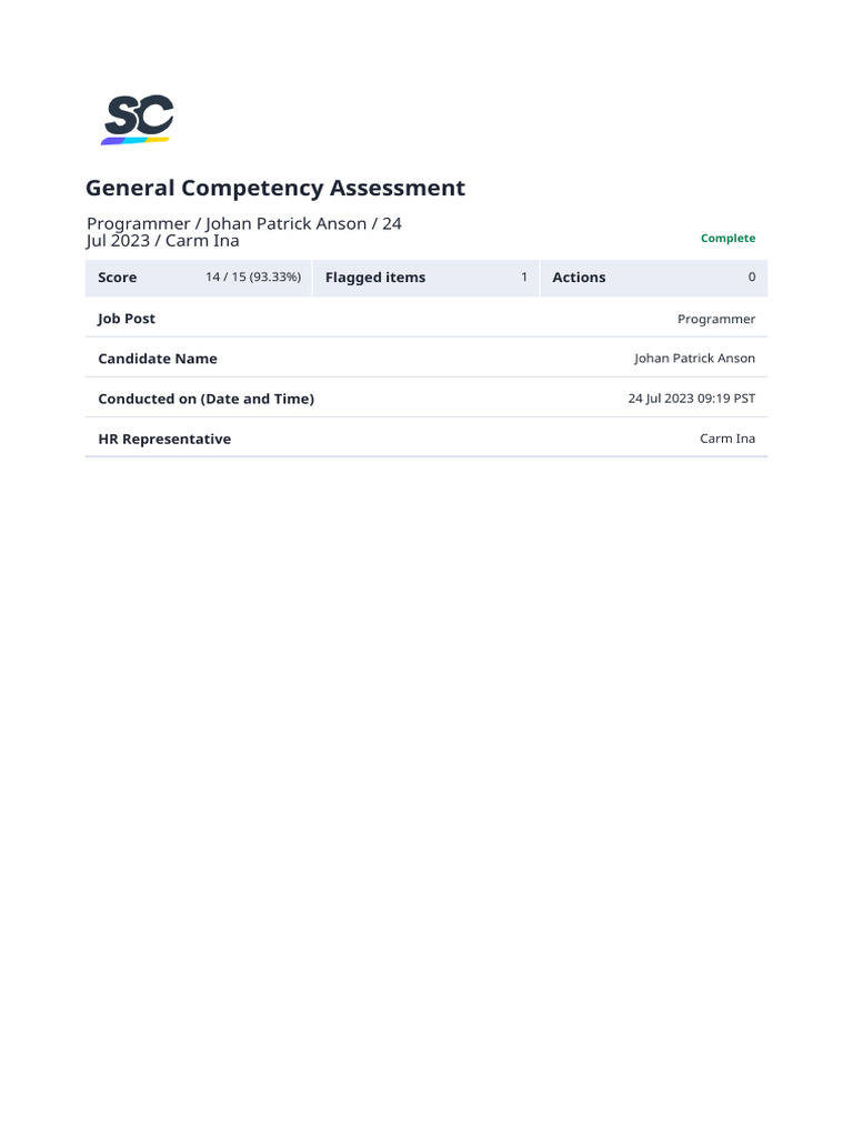 Programmer Johan Patrick Anson 24 Jul 2023 Carm Ina | PDF | Business ...