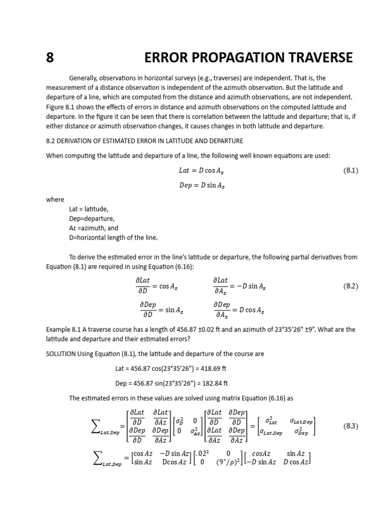 Error Propagation in Traverse | PDF | Azimuth | Angle