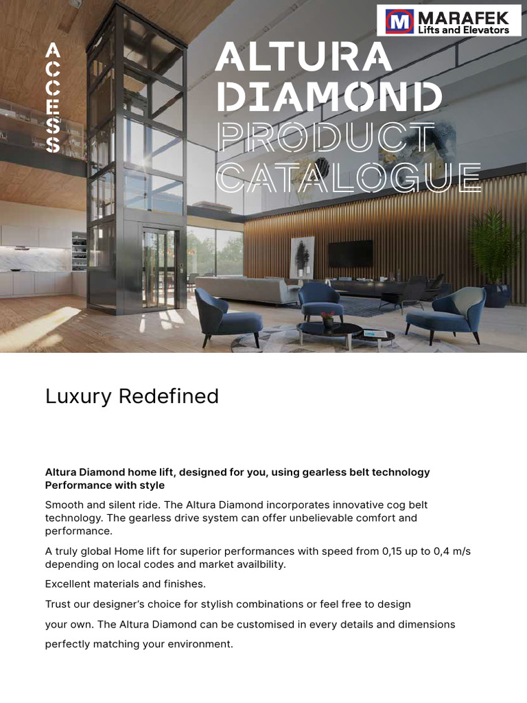 Altura Diamond Home Lift Overview | PDF | Door | Elevator