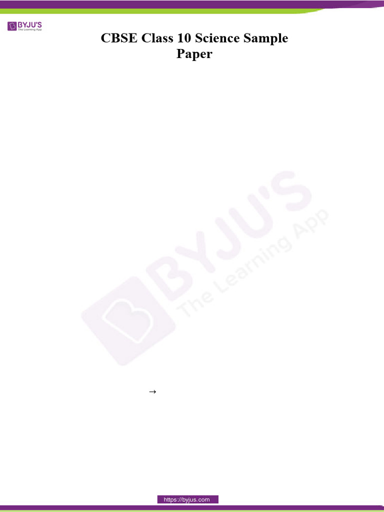 CBSE Class 10 Science Sample Paper Set 6 | PDF | Water | Reproduction