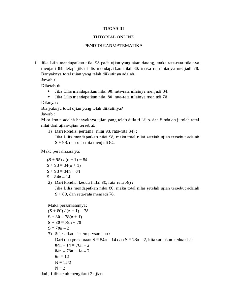 Tugas Iii Tutorial Online Pendidikanmatematika | PDF