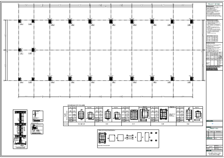 Banquet Hall - Column Layout Plan & Details | PDF