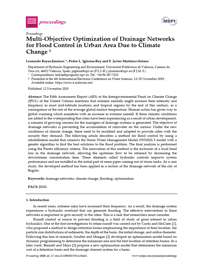 Multi-Objective Optimization of Drainage Networks for Flood Control in Urban Area Due to Climate ...