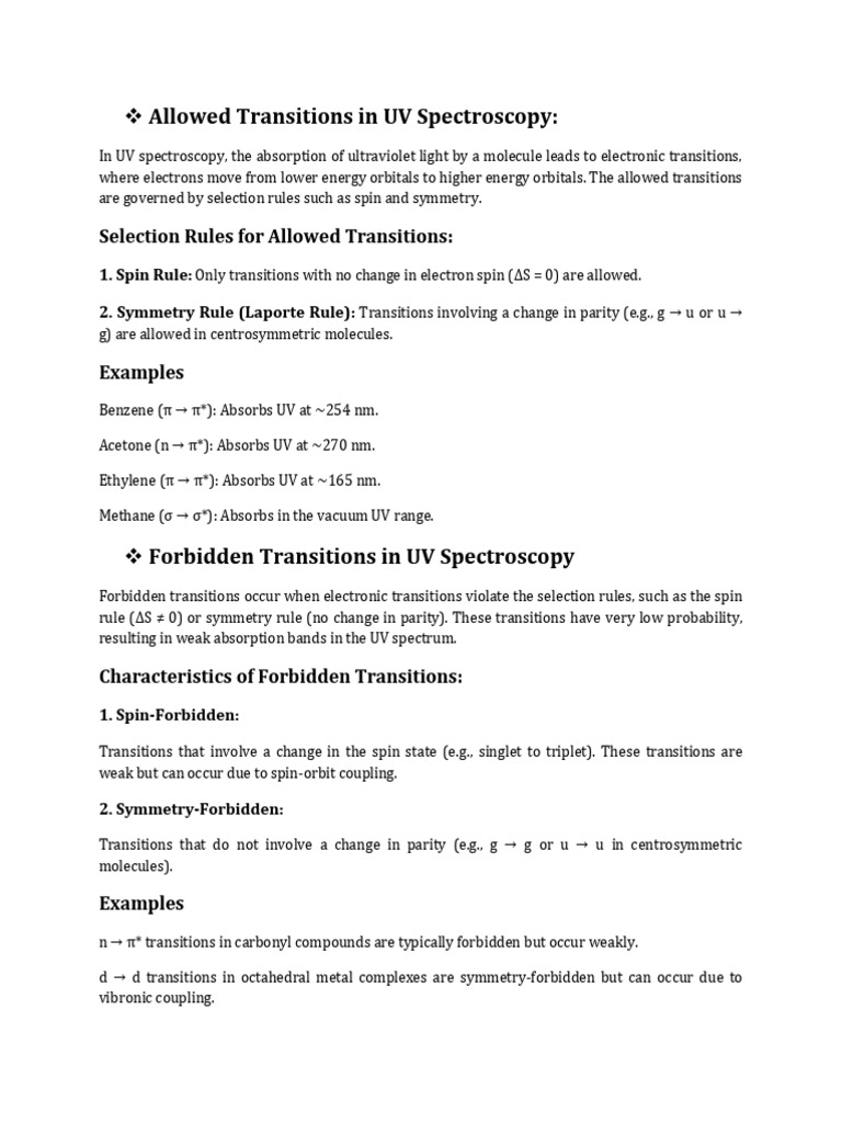 Transitions in UV Spectroscopy - PDF 1087 | PDF | Molecular Orbital ...