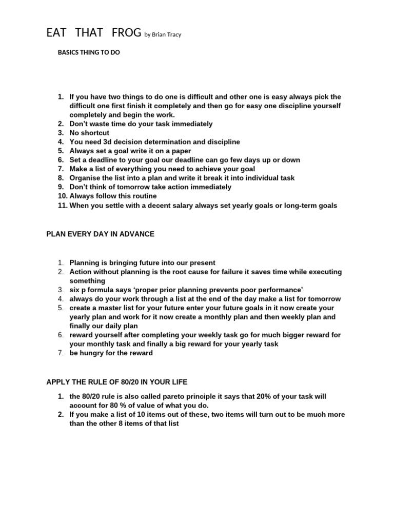 eat your frog | PDF | Disciplines | Psychology