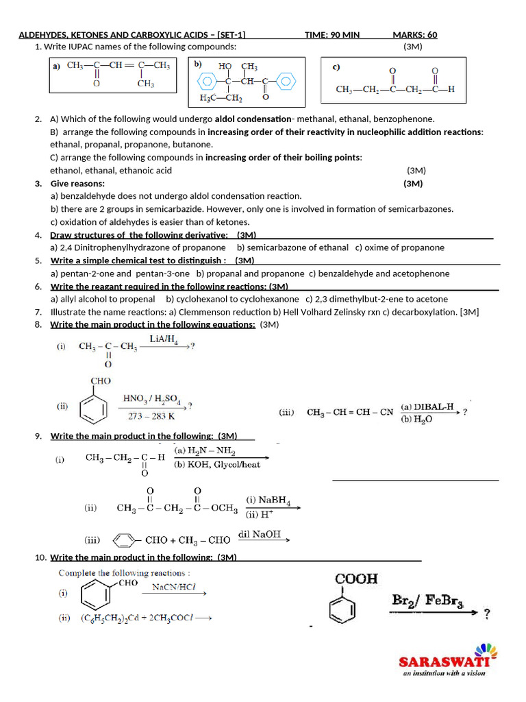 Aldehydes, Ketones & Acids Quiz | PDF | Ketone | Aldehyde