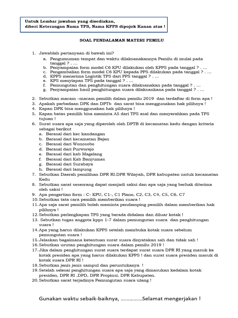 Contoh SOAL Kpps | PDF