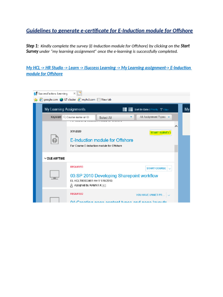 E Offshore-Guidelines To Generate e Certificate | PDF