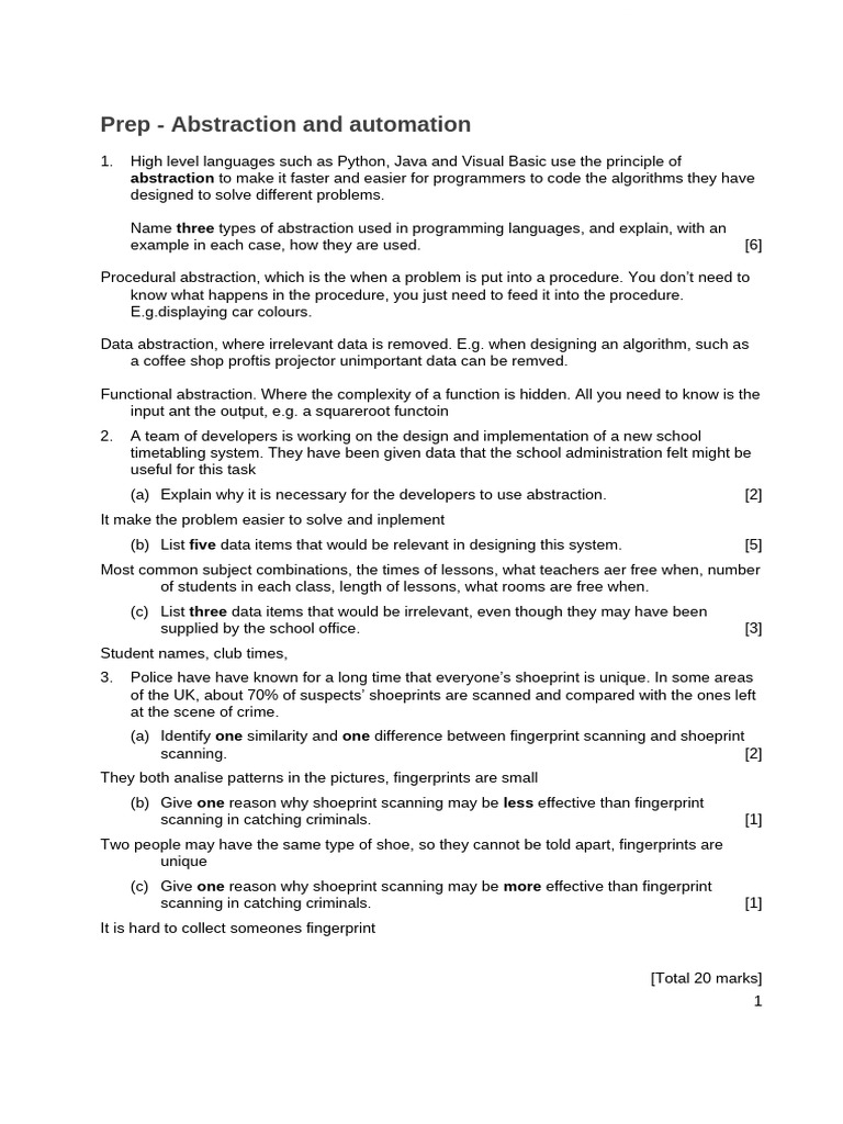 Prep - Abstraction and Automation | PDF | Abstraction (Computer Science ...