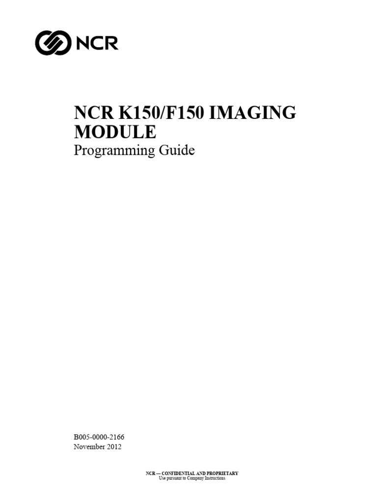 NCR K150/F150 IMAGING: Programming Guide | PDF | Barcode | Usb