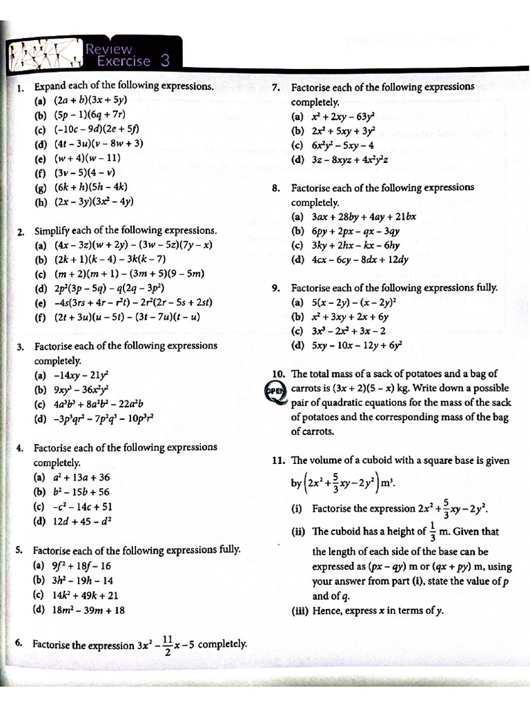 Factoring Worksheet | PDF