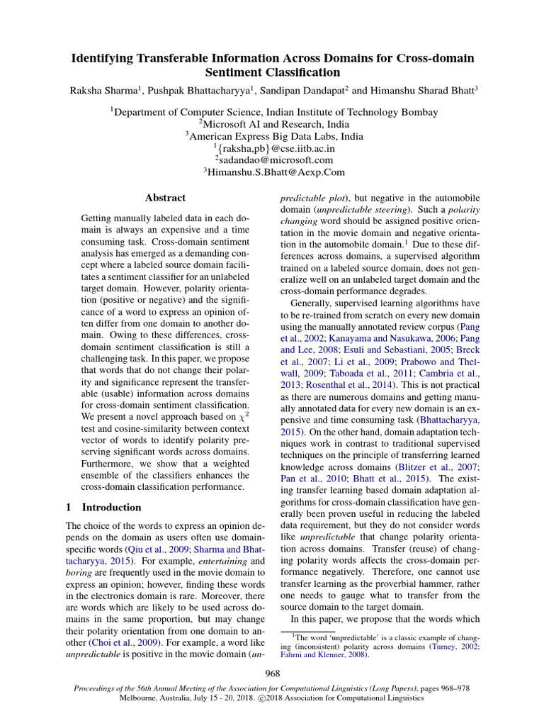 Identifying Transferable Information Across Domains For Cross Domain