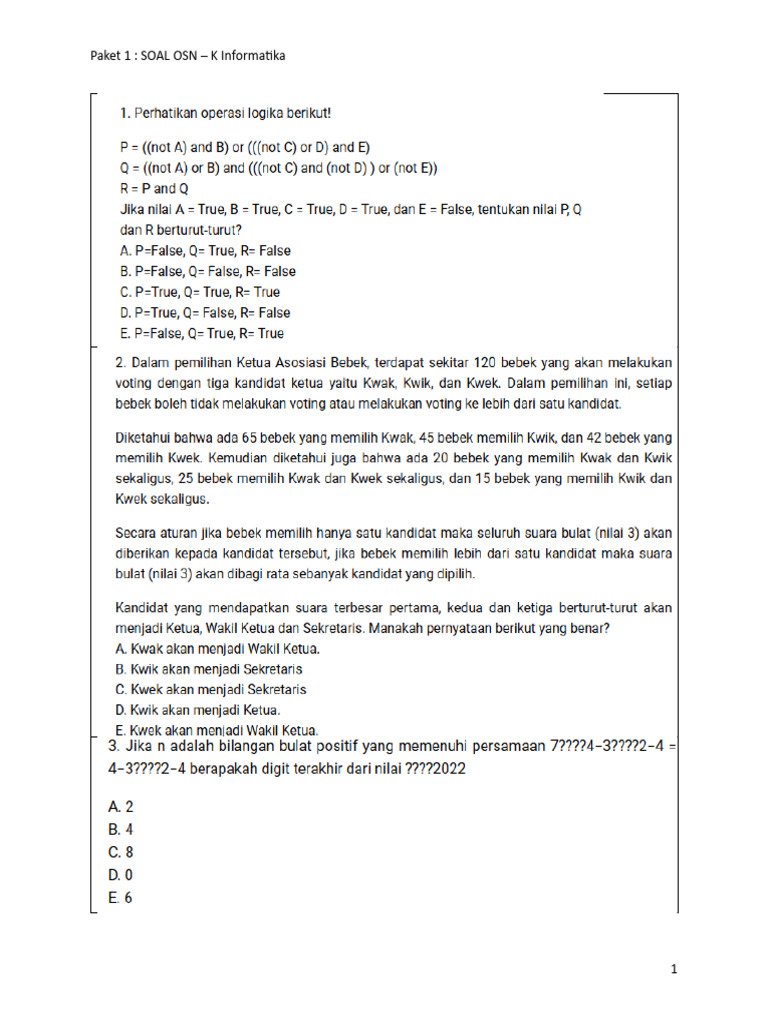 Soal Informatika | PDF