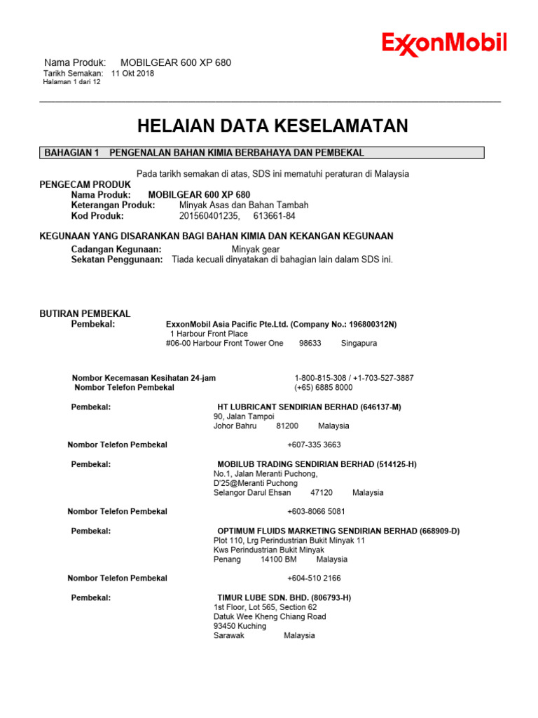 Exxon Mobil Gear 600 XP680 (BM) | PDF