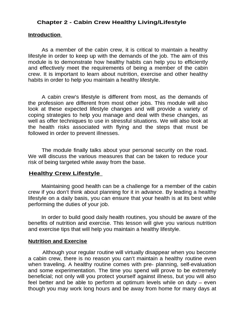 CCM Chapter 2 Cabin Crew Healthy Living | PDF | Vaccines | Flight Attendant