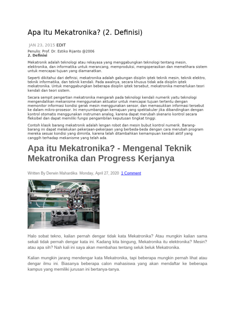 Apa itu Mekatronika-Materi singkat | PDF
