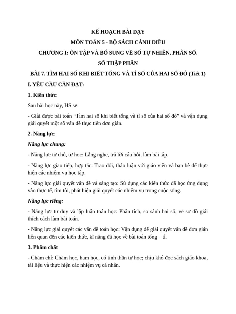 KHBD Toán 5 Bài 7 - CD | PDF