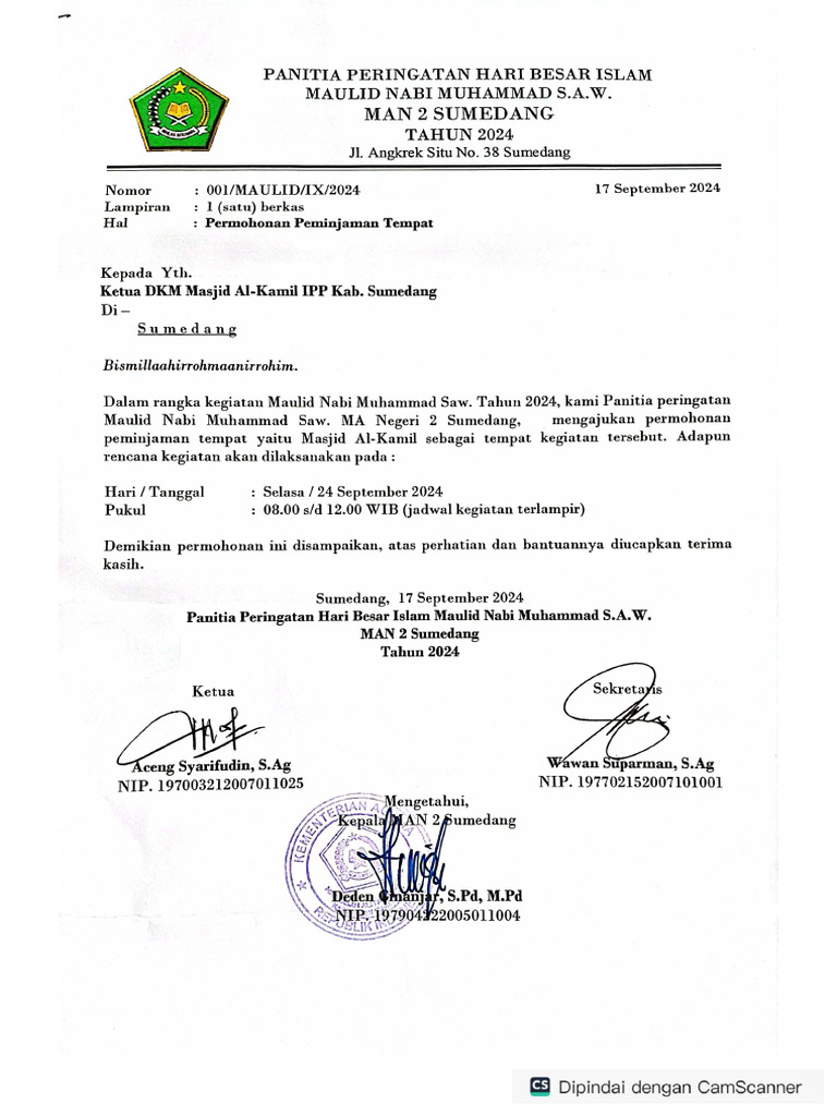 Undangan Phbi Maulid Nabi Muhammad Man 2 Sumedang | PDF