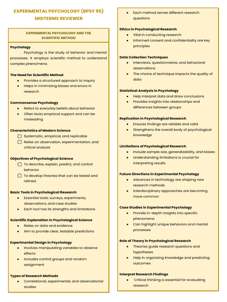 Experimental Psychology Review | PDF | Psychology | Experiment