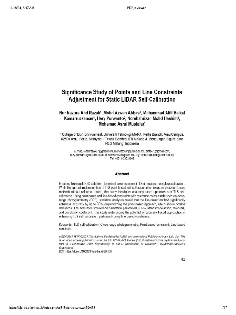 Points and Line Constraints TLS Self-Calib | PDF
